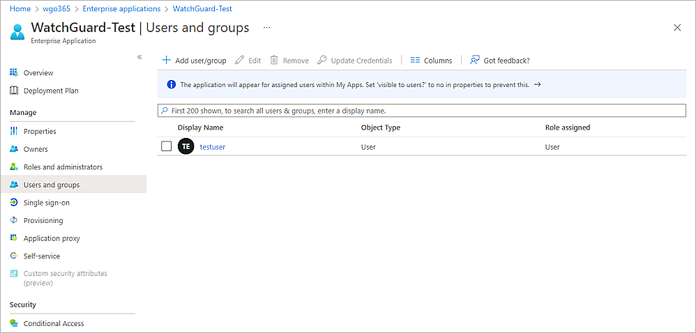 WatchGuard Account SSO Integration with Azure Active Directory